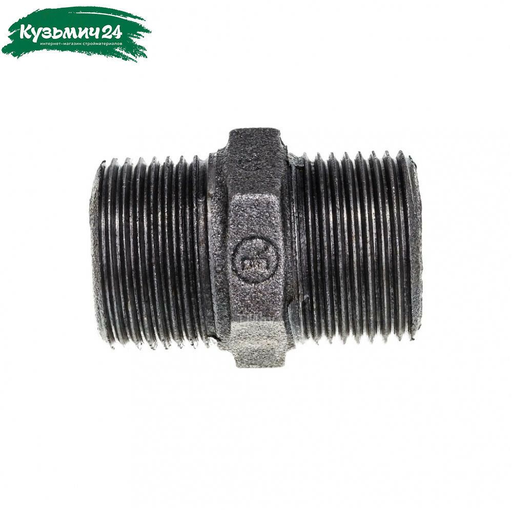 Ниппель резьбовой Fittex Plus 127-3504, 1"-1", НР-НР, DN25, PN16, равнопроходной, чугун