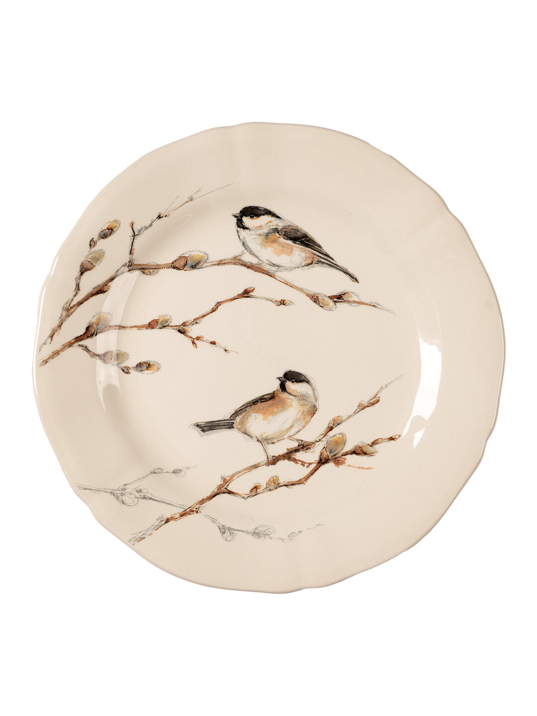 Тарелка десертная Gien Oiseaux Foret Гаичка, 23 см, фаянс, 1 шт.