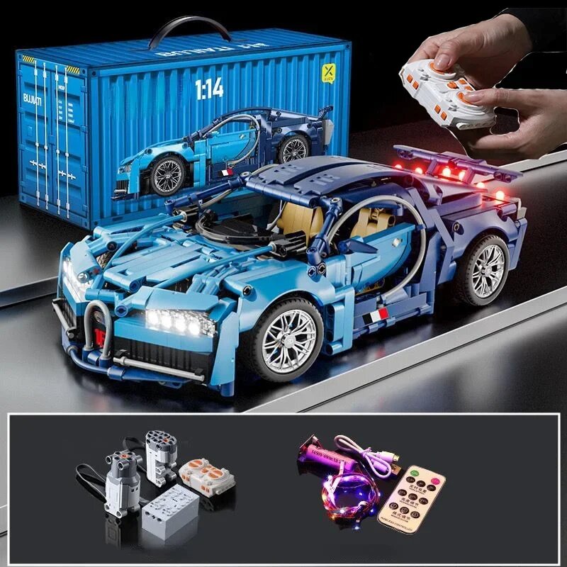 RC Конструктор Bugatti Родстер, 1310 деталей, Car Power Light
