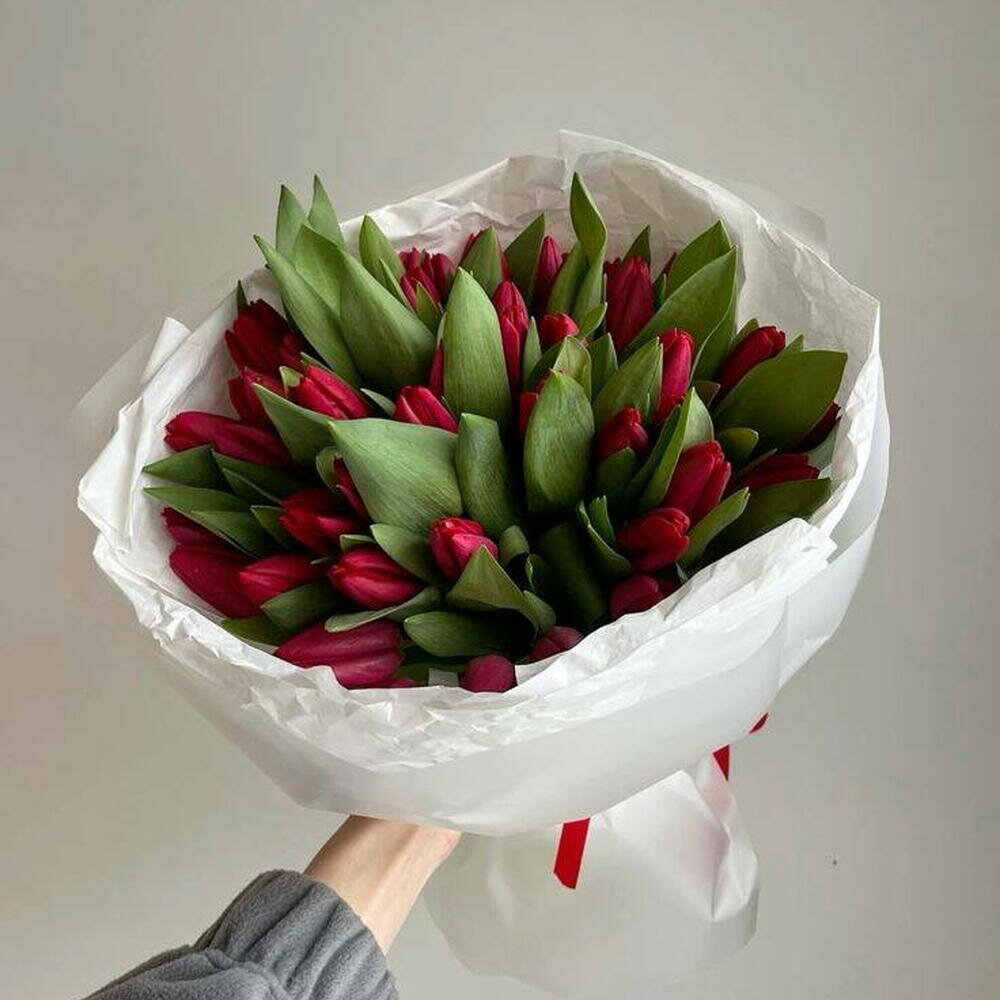 Букет красные тюльпаны 25 шт