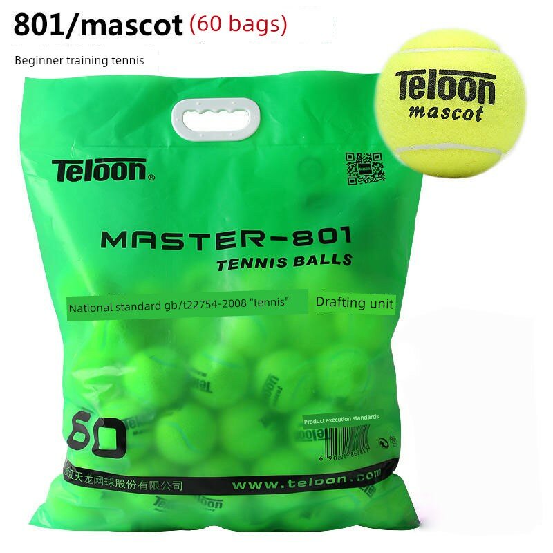 Теннисные мячи Teloon 801, 60 шт. в упаковке с футбольной сумкой - профессиональная прочная упаковка для всех уровней