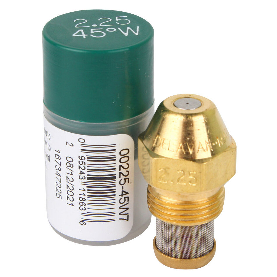 Форсунка Delavan 2.25GPH, 45W, 00225-45W7, W - образная форма распыла, угол 45 градусов, для дизеля — фото 1