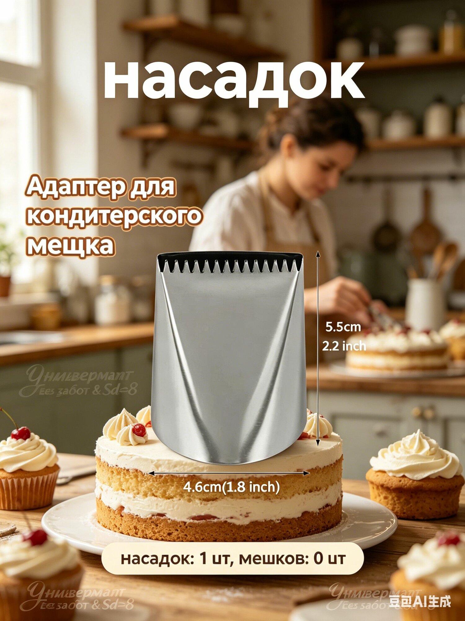 Адаптер для кондитерского мешка, насадок: 1 шт, мешков: 0 шт