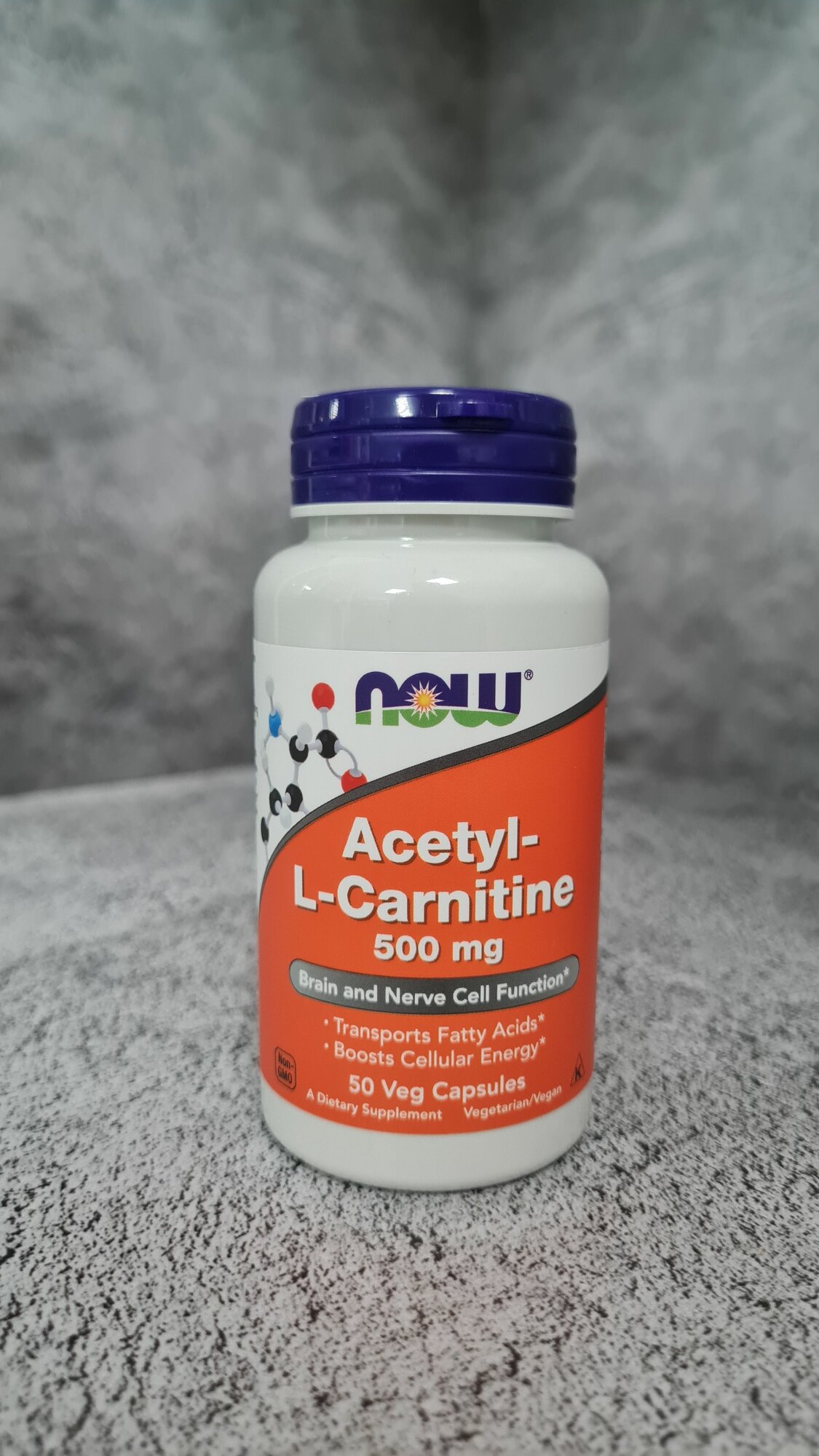 NOW Acetyl L-Carnitine 500 mg, Нау Ацетил Л-карнитин 50 мг 50 капсул