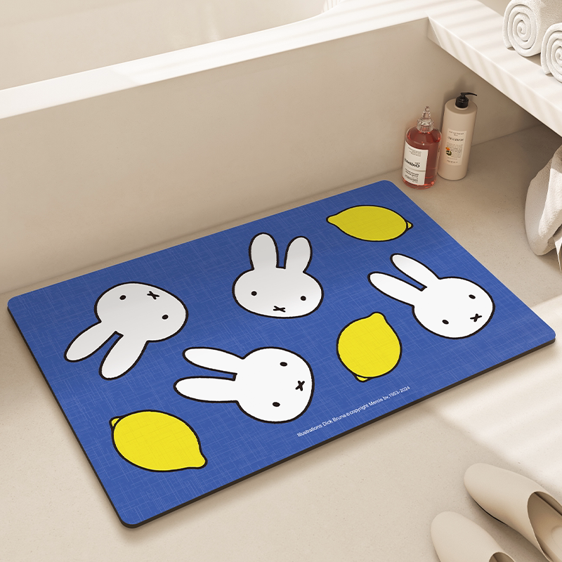 Коврик для ванной комнаты Miffy (совместная коллекция), влаговпитывающий, нескользящий, быстросохнущий, для входа в