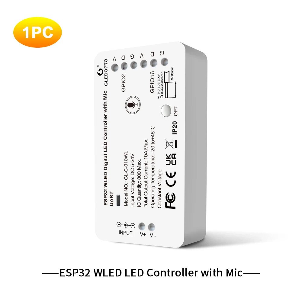ESP32 WLED LED Контроллер с Микрофоном, 1PC