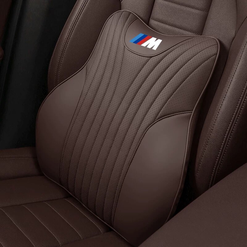 Дышащая подушка для поясницы BMW с M-брендом, мокко-коричневый для автомобилей 3,5,7,1, X-серий, премиум аксессуар