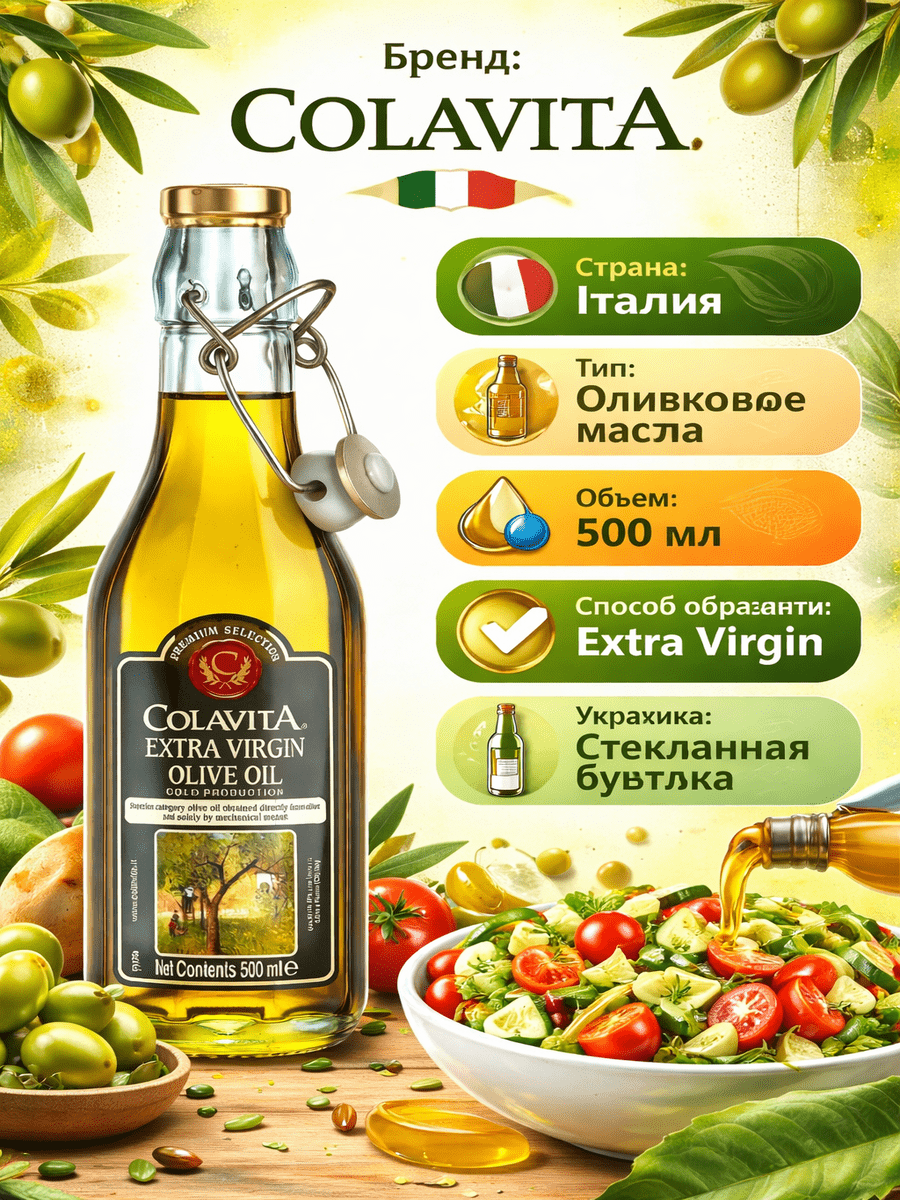Масло оливковое Colavita Grezzo Extra Virgin нерафинированное, 500мл