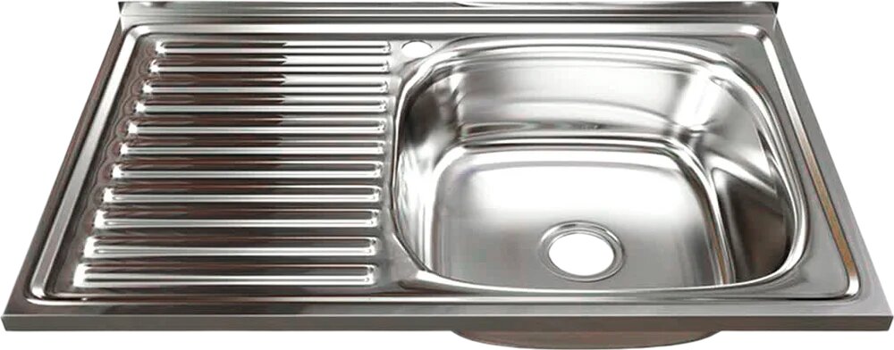 Мойка кухонная Mixline 528175 металлическая, 80x50, прямоугольная, мойка для кухни, с крылом, российская