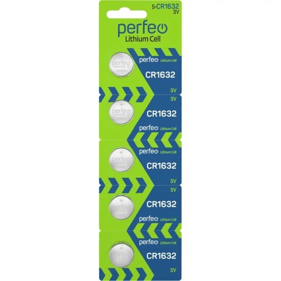 Батарейка литиевая Perfeo Lithium Cell CR1632/5BL, тип CR1632, 5шт, блистер