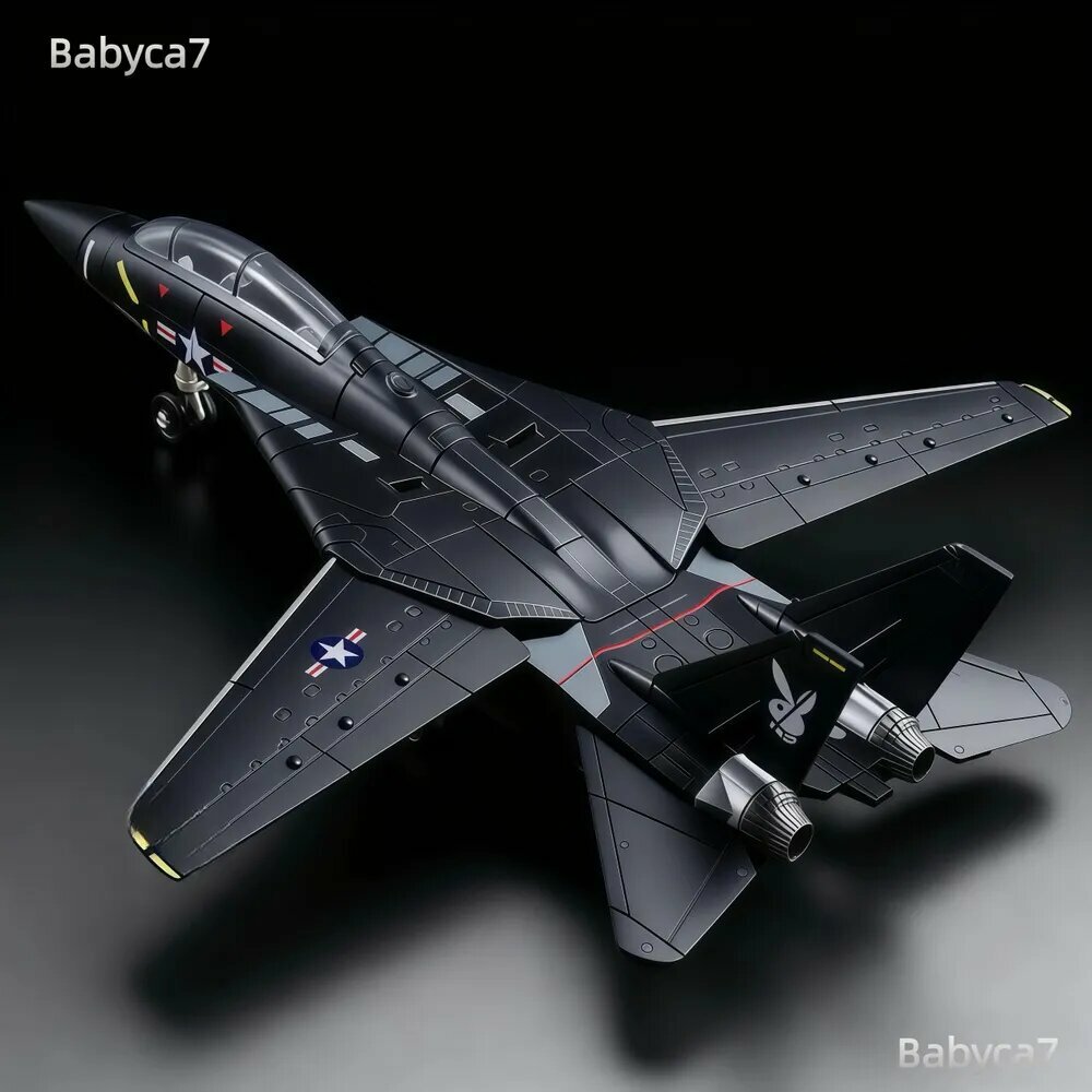 Сборная модель истребителя F-14 Tomcat Черное издание, 26 см, АБС пластик С подставкой
