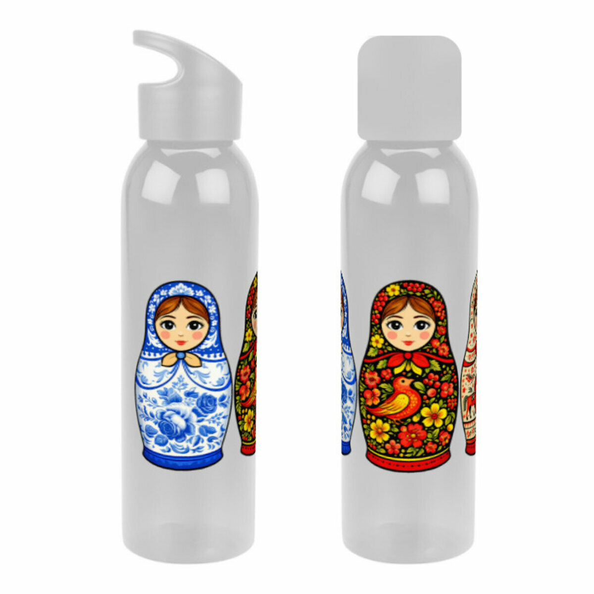 Бутылка для воды «Три матрёшки. Сувенир» (серый)
