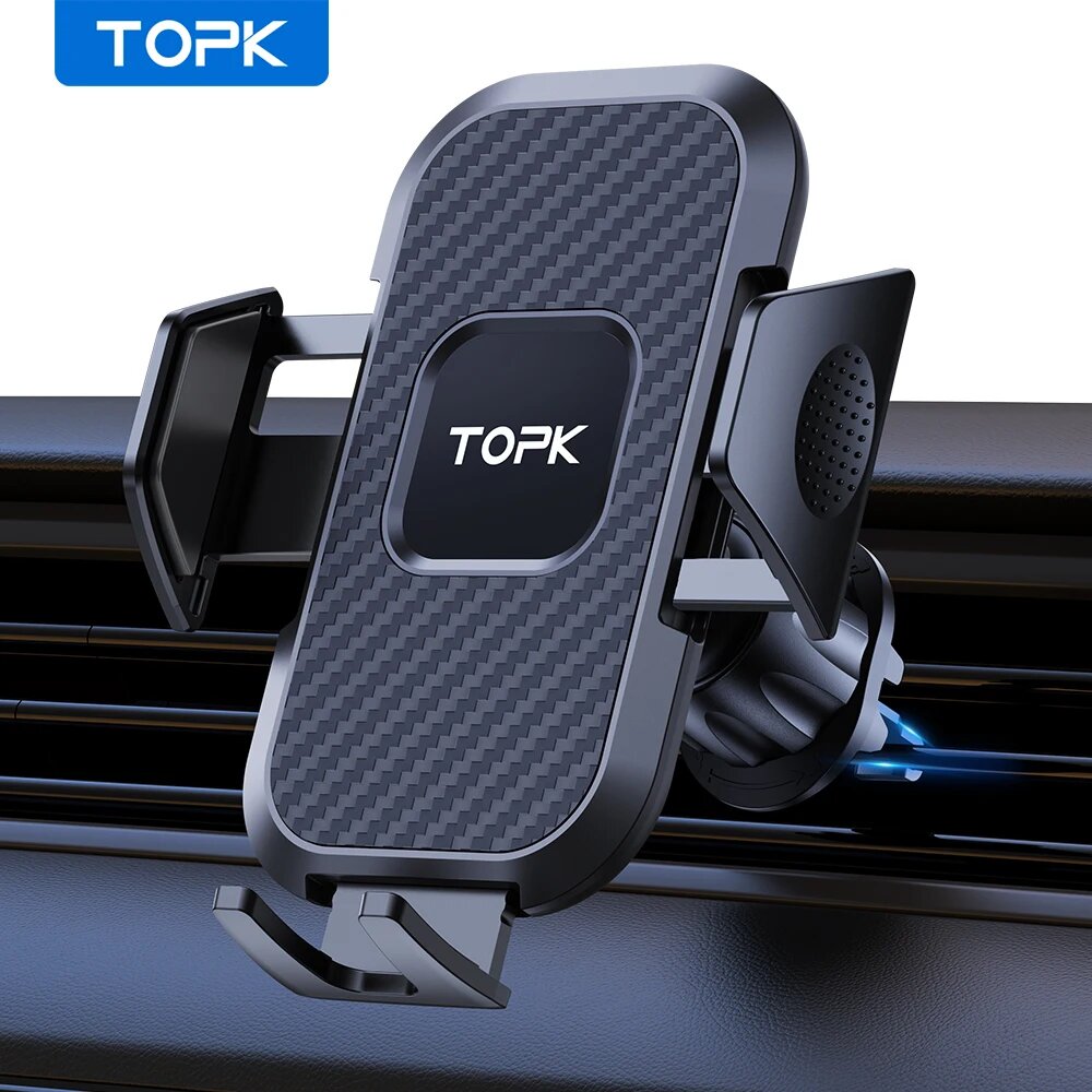 Держатель для телефона TOPK на воздуховод автомобиля, универсальное крепление для телефона на вентиляционное отверстие, держатель для телефона в машину, стабильный зажимной держатель для телефона в автомобиль