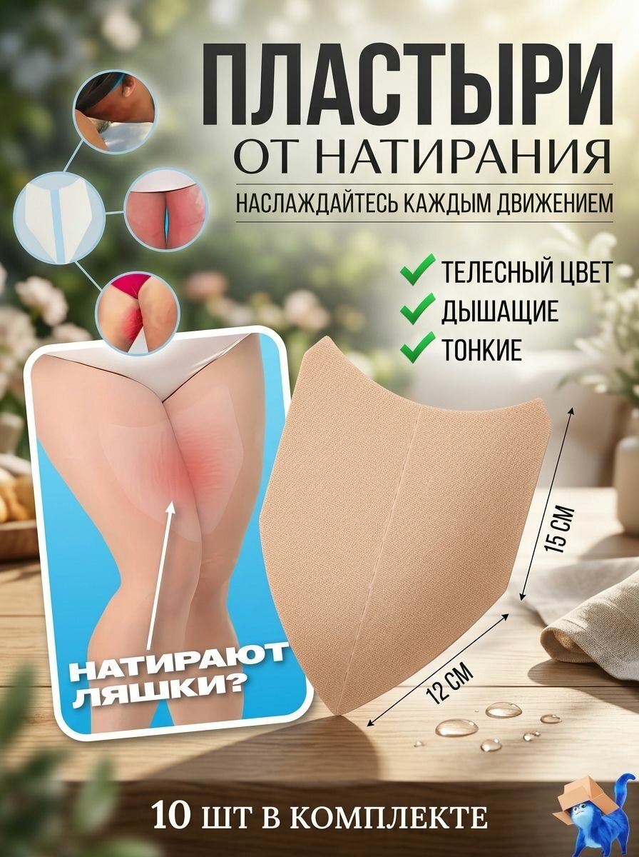 Пластырь от натирания между ног, бандалетки для полных бедер - наклейки патчи, без крема и талька