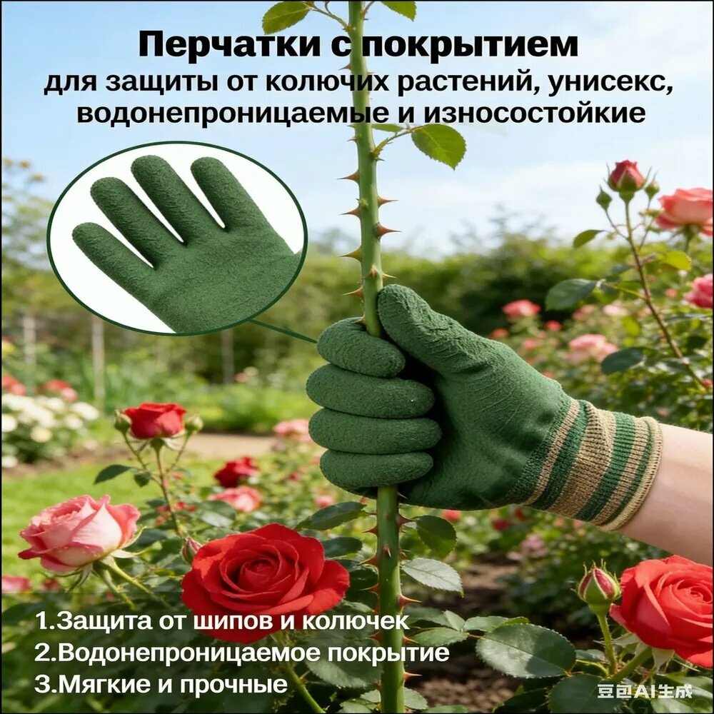 Перчатки с покрытием для защиты от колючих растений, унисекс, водонепроницаемые и износостойкие