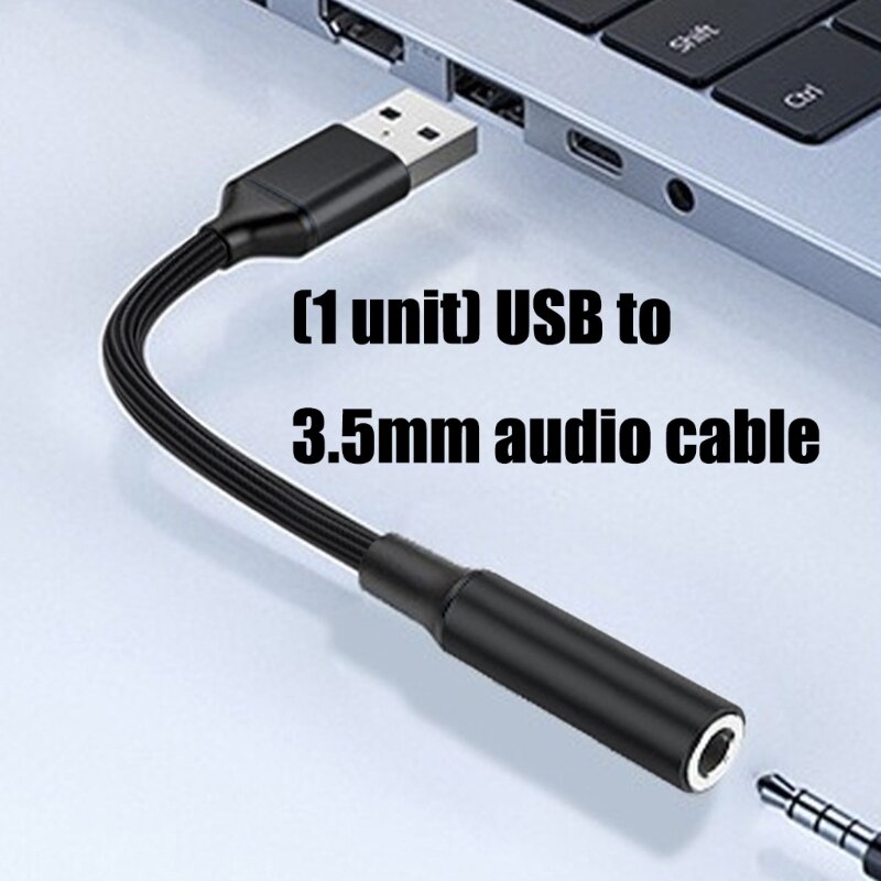 Аудиокабель USB- 3,5 мм-черный — фото 1