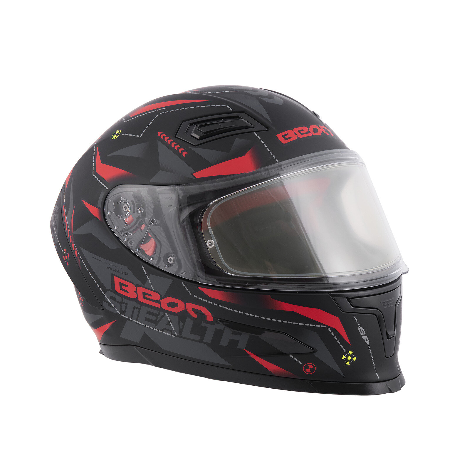 Мотошлем Beon интеграл B-503 matt black / Red XL