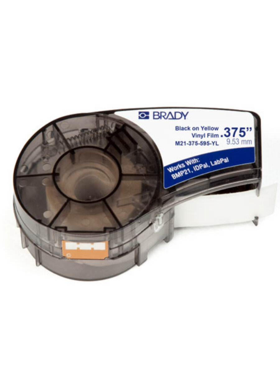 Лента красящая Brady M21-375-595-YL brd142803 9.53mm/6.4m винил, черный на желтом