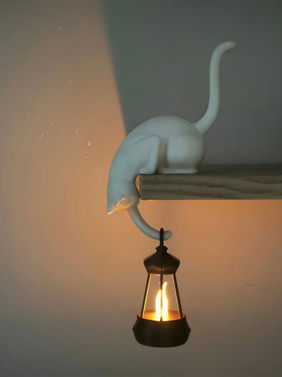 3D-печать крючок кошка ночник пластик 1 шт White cat lantern-B