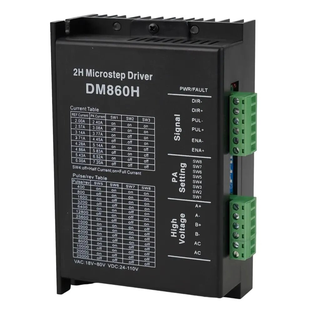 DM860H для цифрового шагового двигателя DSP 57/86, драйвер с микрошагом 2H, с вентилятором
