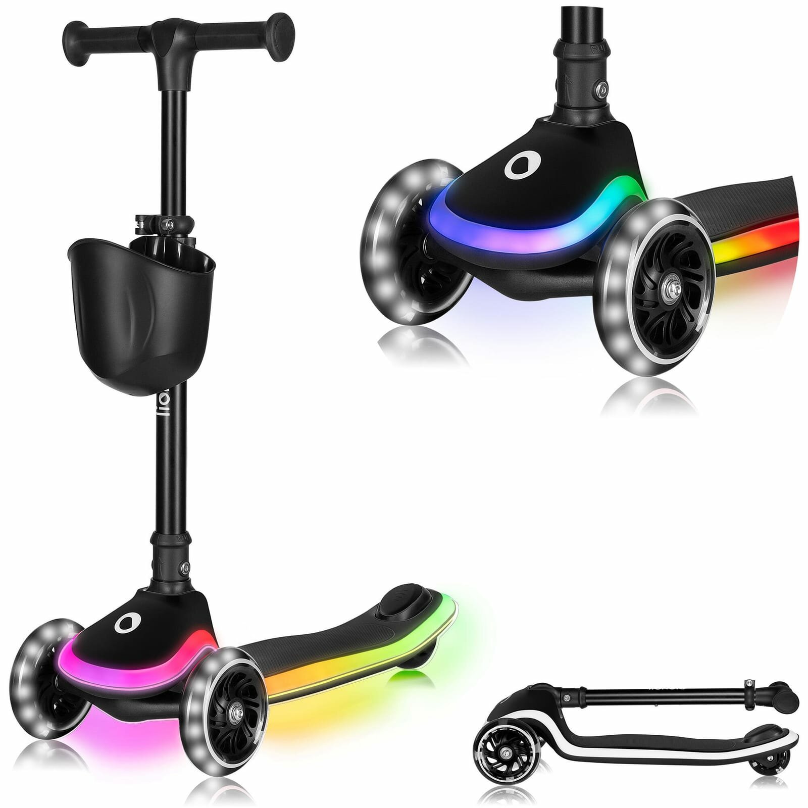 DECATHLON самокат decathlon mey, трехколесный складной регулируемый черный
