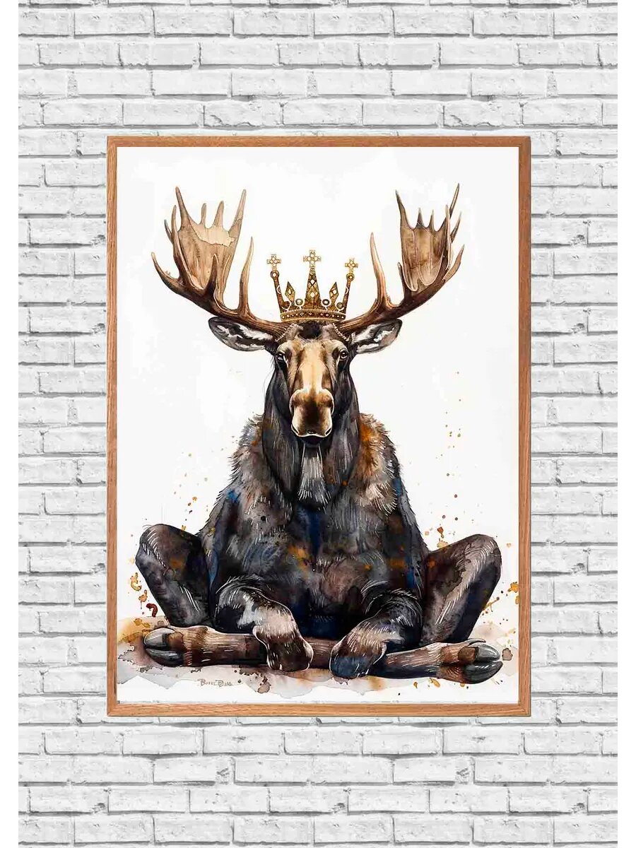 Лось- животное, королева Англии 2, Плакат 30x42см