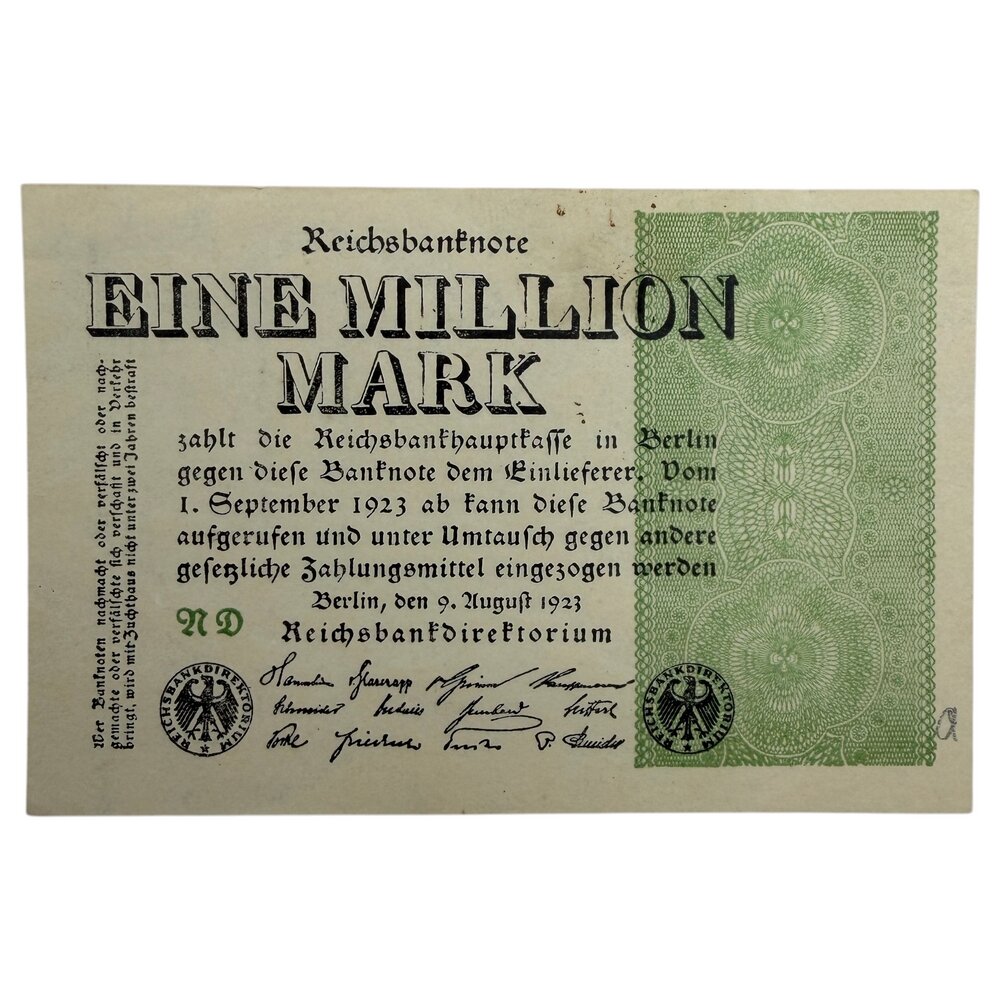 Веймарская республика 1000000 (1 миллион) марок 1923 г. (09.08 Тип 2) (ВЗ - Звёзды) (Серия ND)