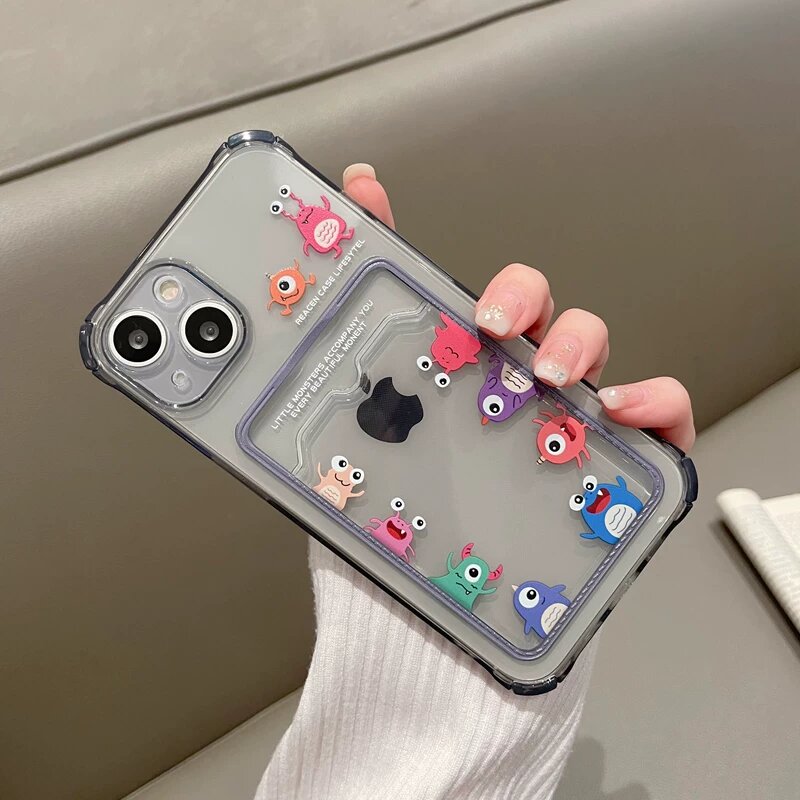 IPhone 13 Pro Боковая часть 8 LIT Прозрачно-черный с карточным отсеком