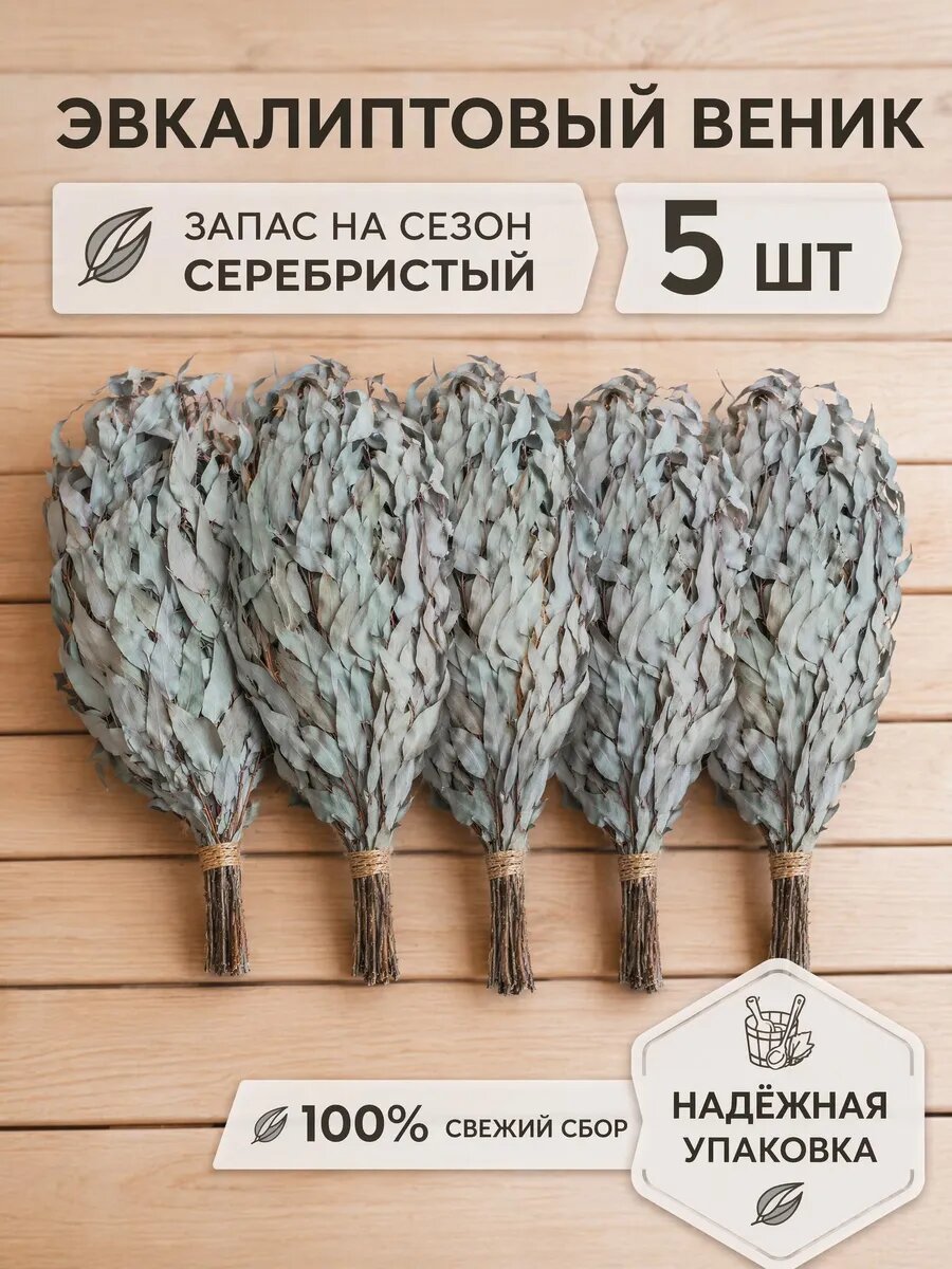 Эвкалиптовый серебристый веник для бани и сауны
