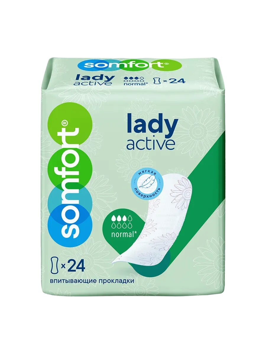 Somfort Lady Active Прокладки впитывающие Normal 24 шт