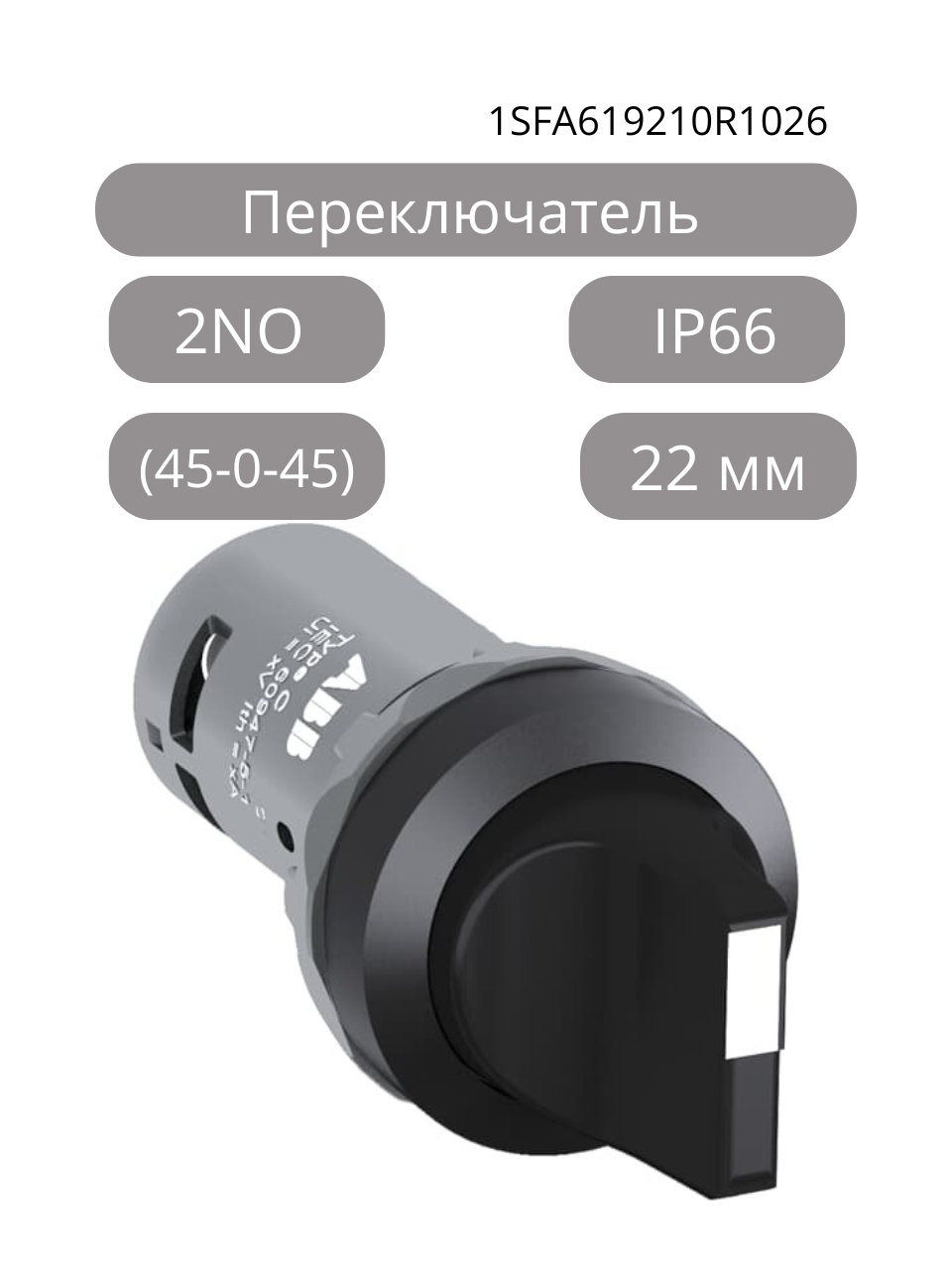 2 шт, Переключатель C3SS1-10B-20, 3-х позиционный, черный, 22mm, ABB 1SFA619210R1026