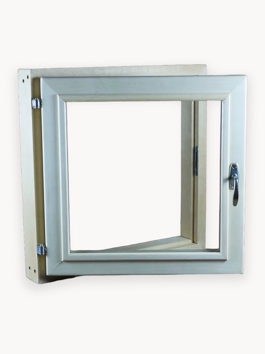 Окно для бани Doska12, 50x50 см, липа, деревянное окно, ручка в комплекте