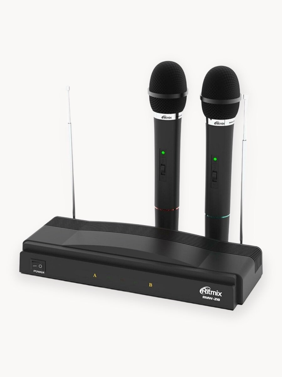 Беспроводная микрофонная система RITMIX RWM-210, динамическая, кардиоида, 100–10000 Гц