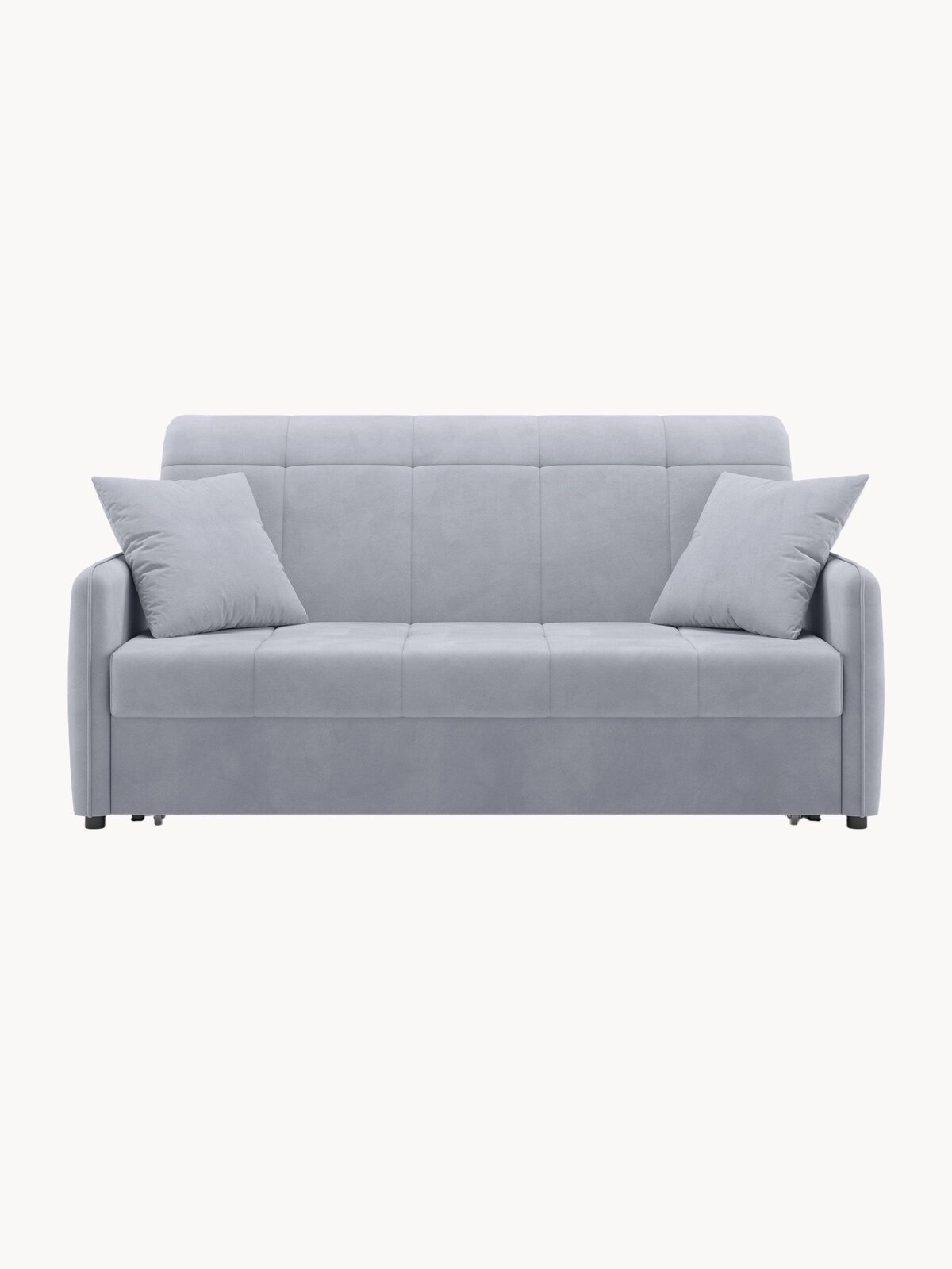 Диван-кровать раскладной Прямой на металлокаркасе, Аккордеон Хилтон, Светло-Серый, велюр, шдв 71*164*80