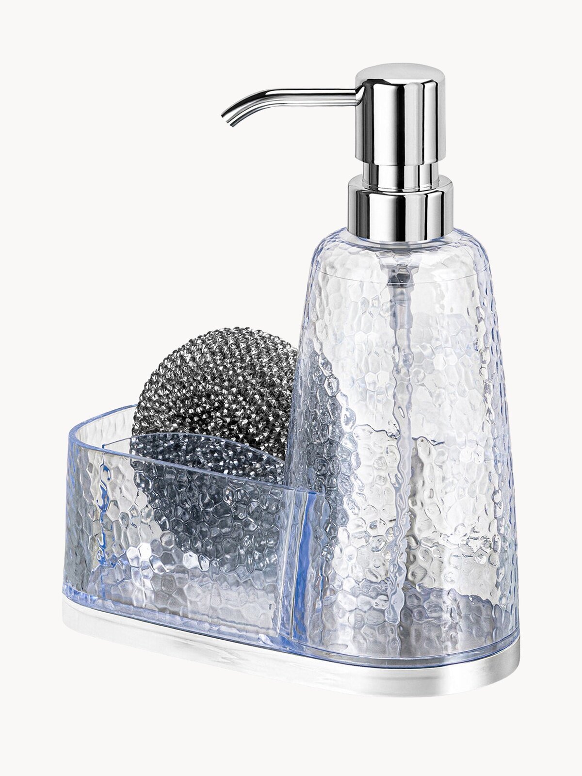 Диспенсер для жидкого мыла, дозатор для моющего средства 400 мл Elan Gallery + губка на подставке, прозрачный