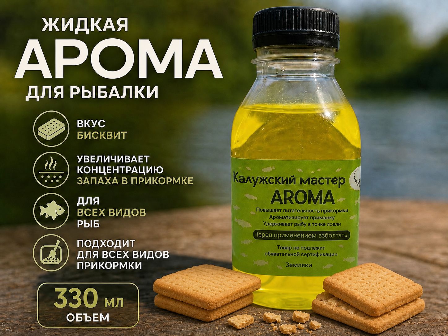 Жидкий ароматизатор для рыбалки бисквит
