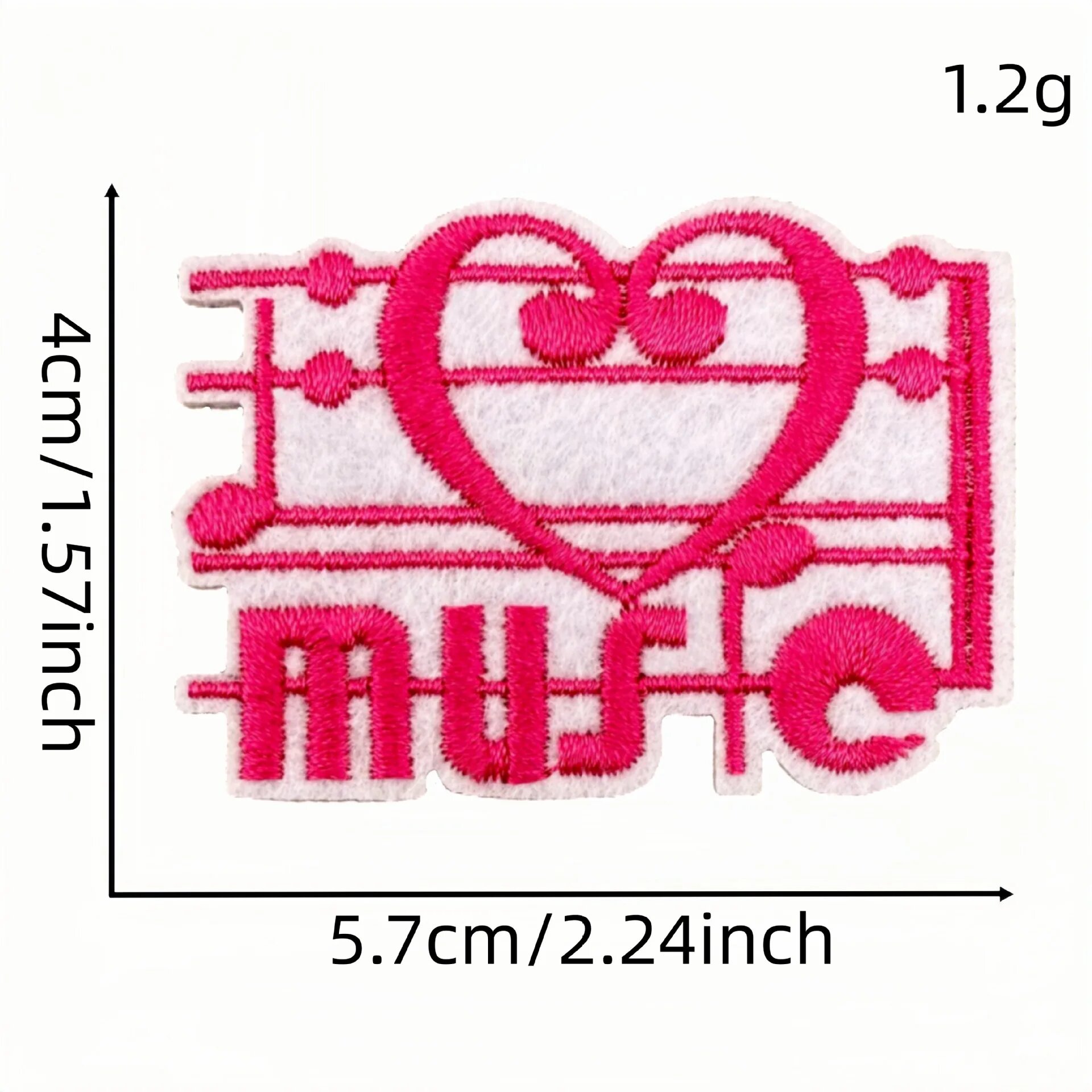 Музыкальная нашивка в форме сердца, 5.7x4см, цвет 9