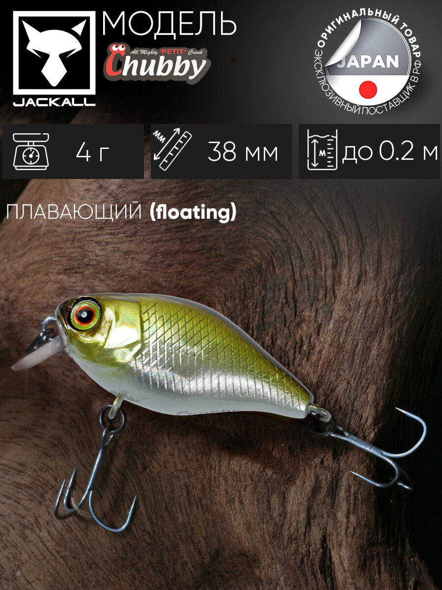 Воблер кренк на щуку/на головля/на судака/на окуня/на форель JACKALL Chubby 38 SR цв. hl shad
