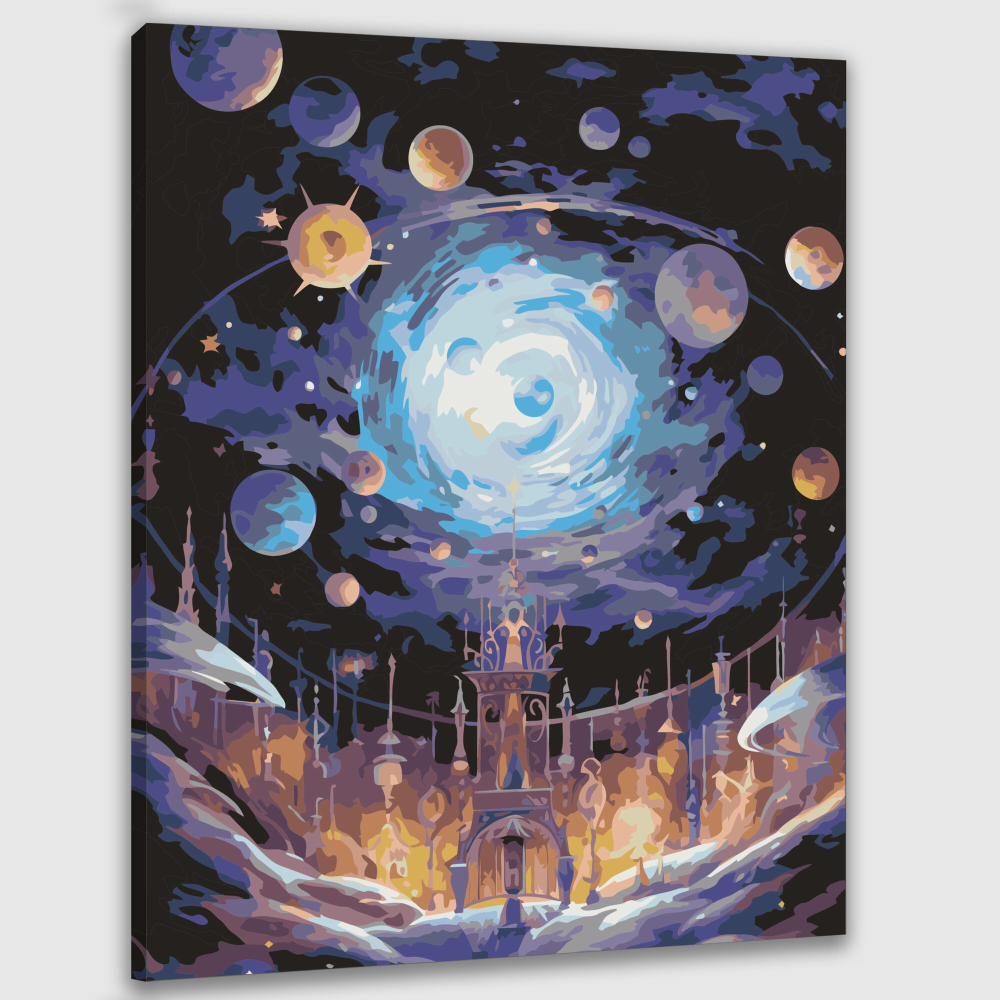 Картина по номерам 40x50 см, акварельная иллюстрация, сцена из "Планетарной сим, фантастические существа