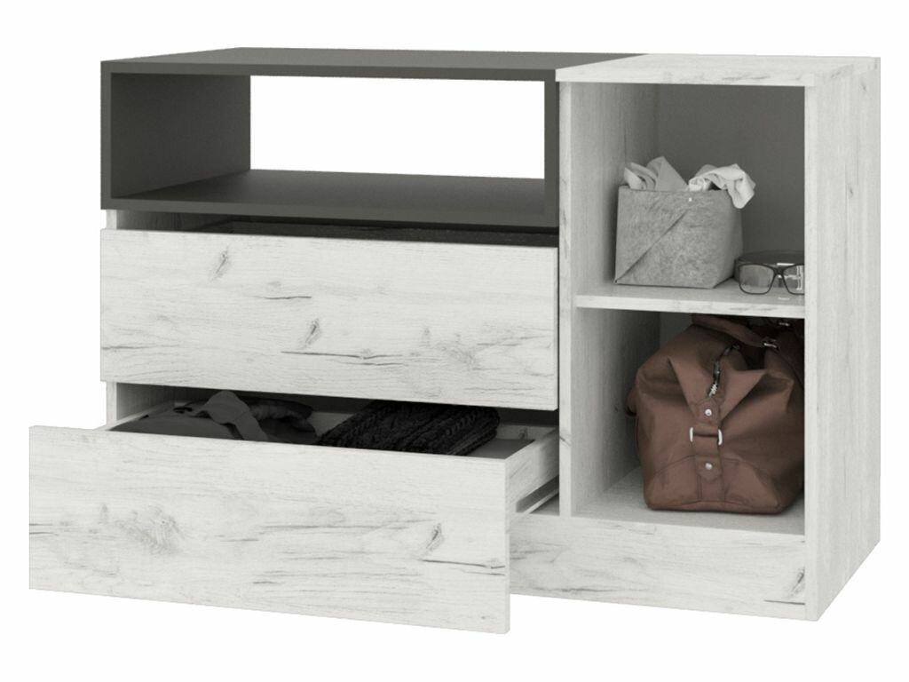 Комод Кент-1 Дуб Крафт Белый / Антрацит ширина 106 см ЛДСП для спальни для гостиной с полками с ящиками