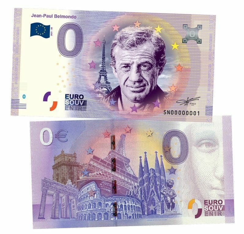 0 евро - Jean-Paul Belmondo (Жан-Поль Бельмондо). Памятная банкнота
