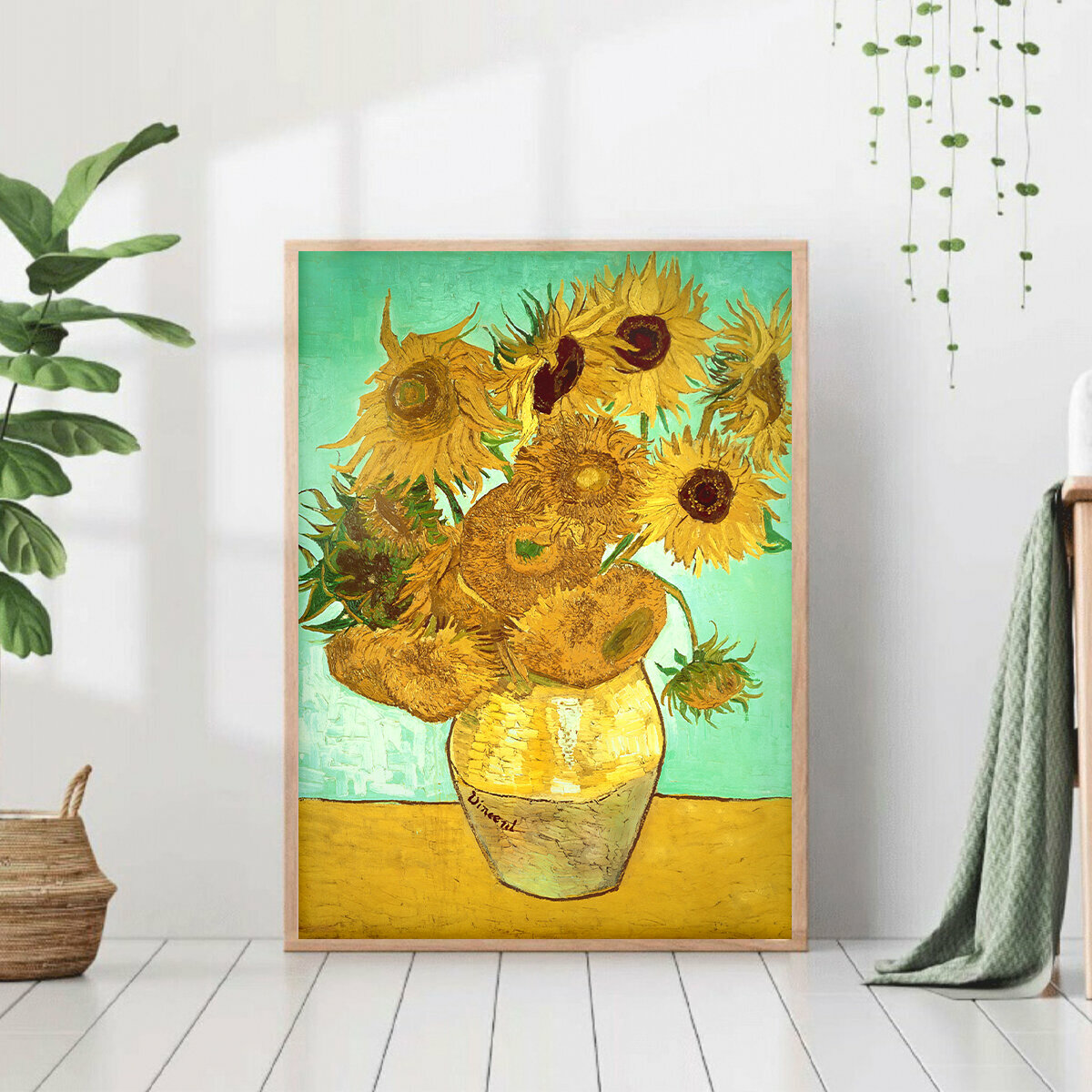 Постер "Репродукция Подсолнухи Ван Гог" 40x50 без рамки на стену для интерьера