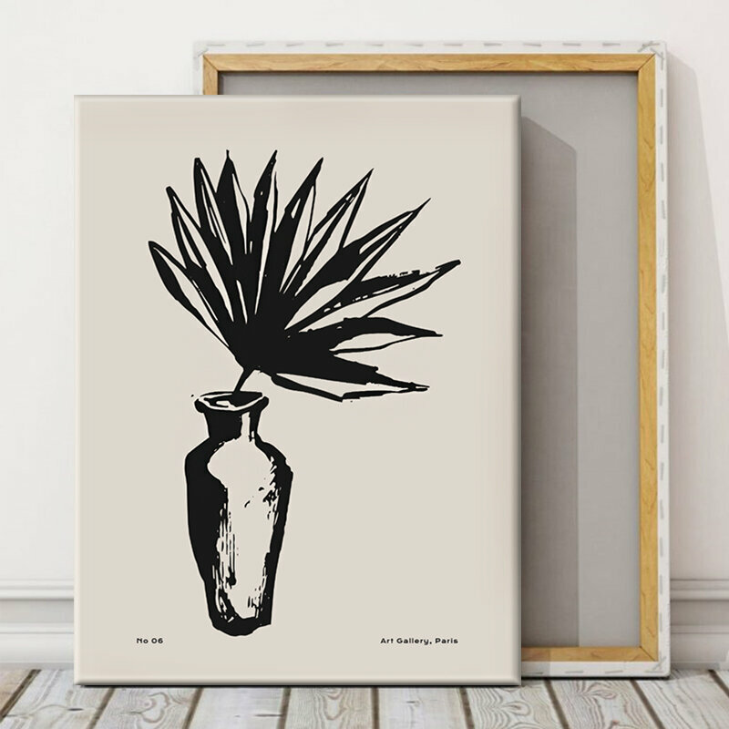 Картина на холсте 40х50 см "Пальмовый лист в вазе", на стену для интерьера