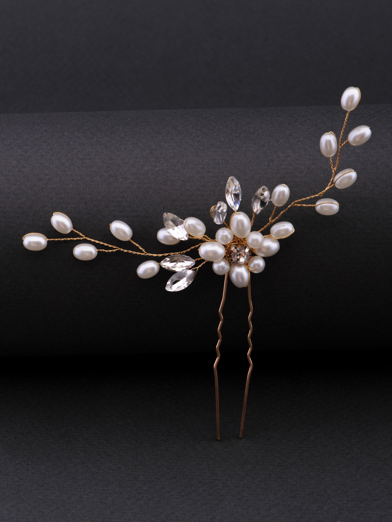 Шпильки для волос LUMINA, металл, пластик, стразы, жемчуг, цвет золотистый