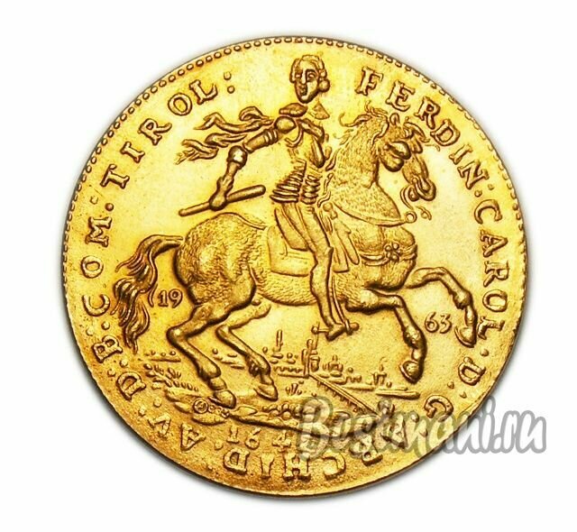 2 дуката 1642 года Австрия, сувенирная копия позолота (Au) монеты, нумизматика, деньги для коллекции