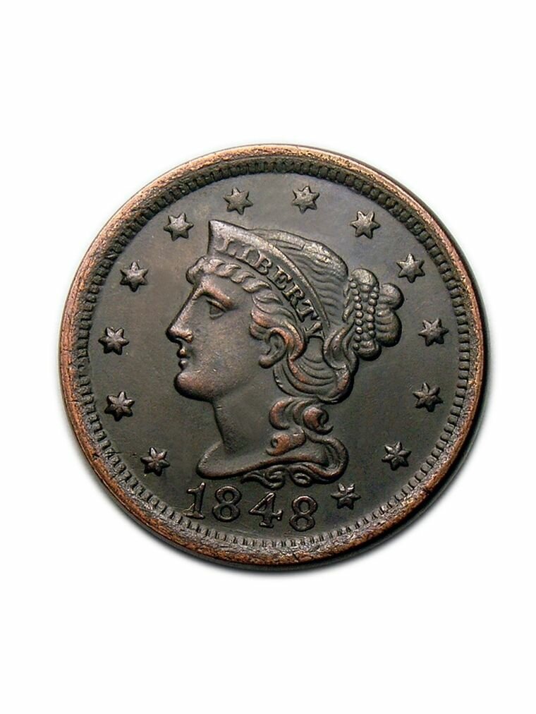 Цент 1848 США темная патина сувенирная копия монеты, нумизматика, деньги для коллекции