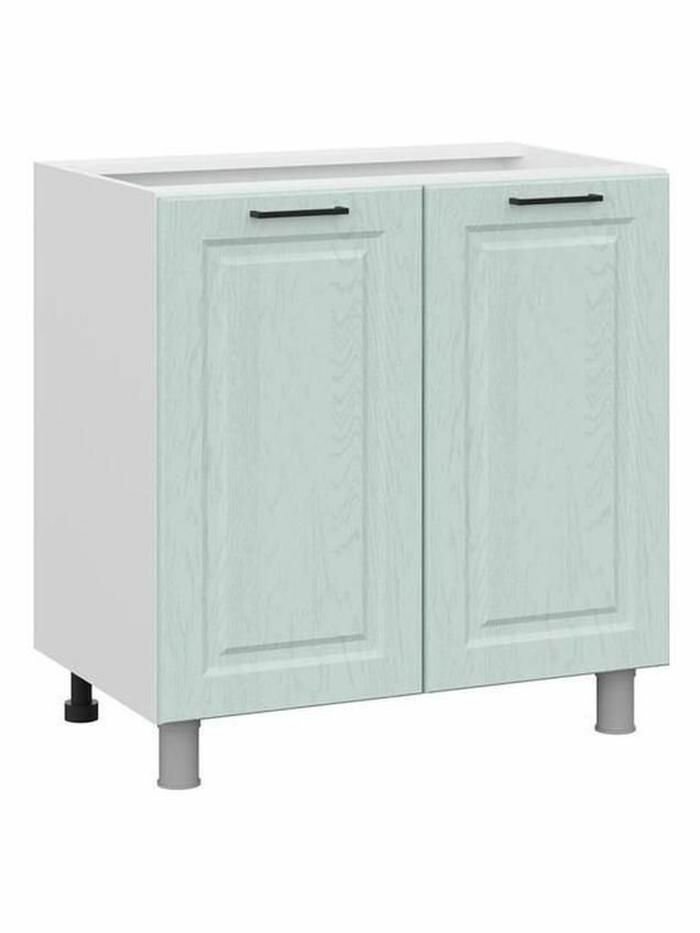 Кухонный модуль напольный, стол Шервуд с полками, с доводчиками, 80х50.6х82.4 см, Белый / Деним голубой