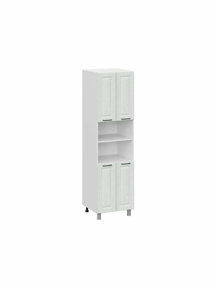 Кухонный модуль напольный, шкаф-пенал Шервуд с доводчиками, 60х56.2х214 см, Белый / Арктик