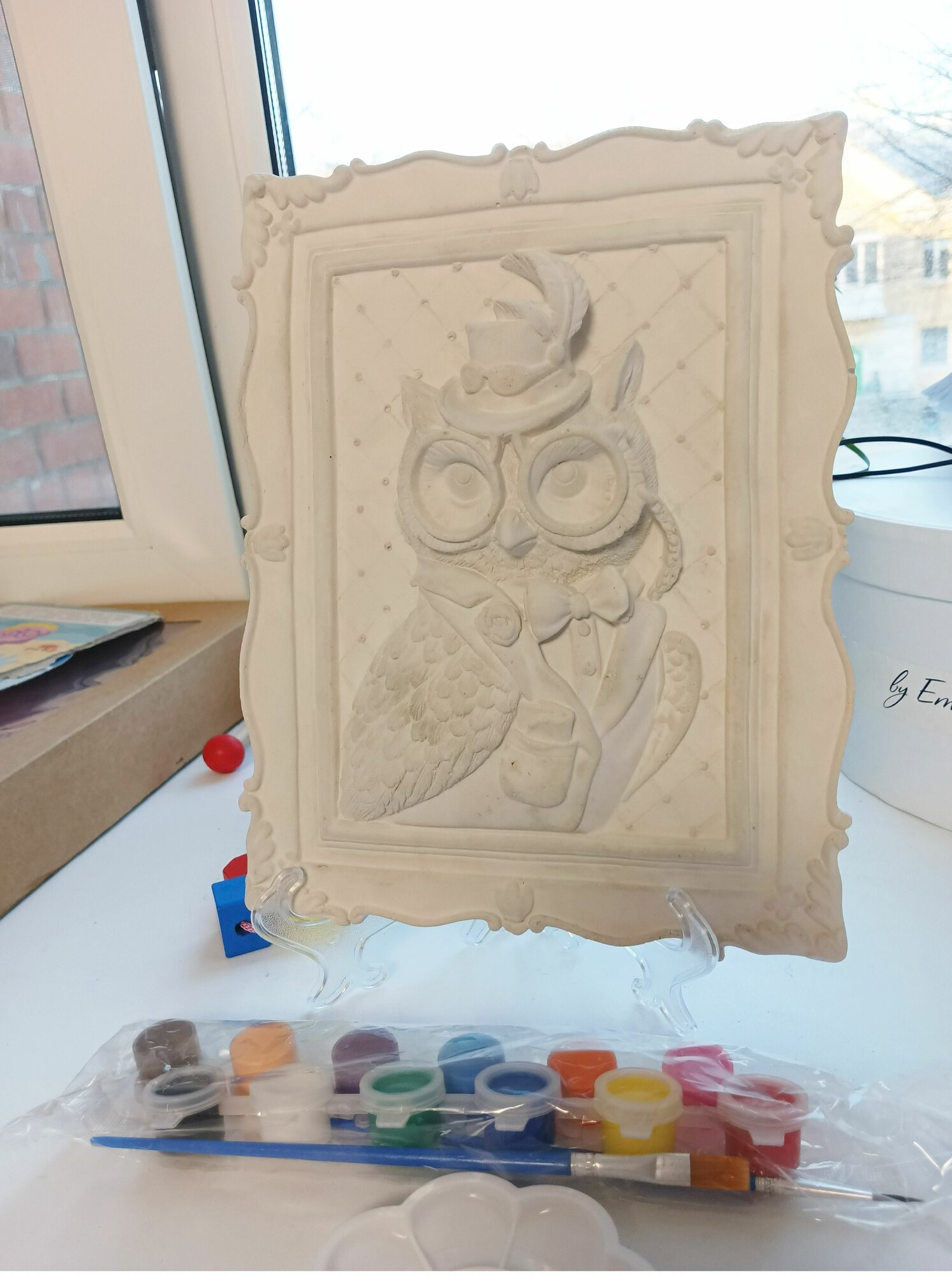 Набор для раскрашивания "Сова", 3D, акриловые краски, 17x17 см