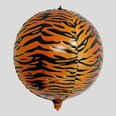 Шар фольгированный сфера 3D 56 см, анималистика, пятнистый окрас Тигр